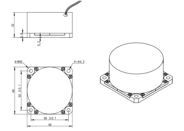 GSGYR103F Fibre Optic Gyroscope dimensions diagram