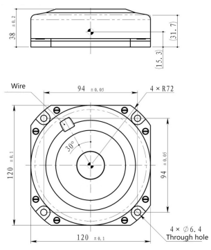GSGYR106F Fiber Optic Gyroscope dimensional diagram