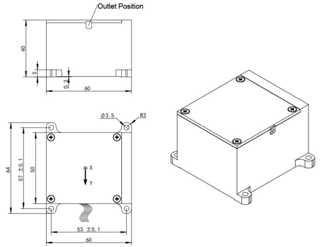 GSGYR201F Fiber Optic Gyroscope dimensions diagram
