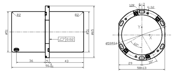 GSGYR203F Fiber Optic Gyroscope dimensions diagram