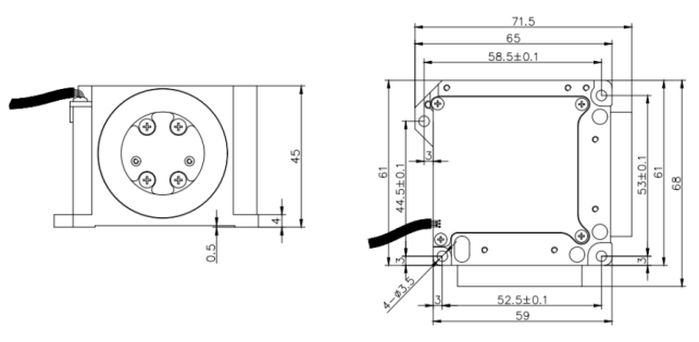 GSGYR312F Three Axis Fiber Optic Gyroscope dimensions diagram