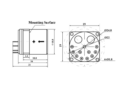 GSQAMini125 Quartz Flexible Accelerometer dimensional diagram