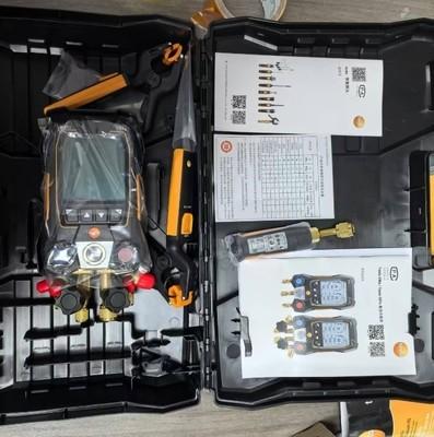 China Testo 557s Smart Vacuum Kit With Hoses - Smart Digital Manifold With Wireless Vacuum And Wireless Temperature Probes And 4 Hose Set for sale
