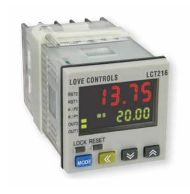 Front view of Dwyer LCT216-100 Digital Timer/Tachometer/Counter
