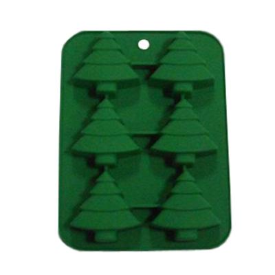 China Christmas tree silicone baking molds ,6 cavity tree shape silicone cake molds for sale