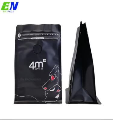 China sacos de café de empacotamento do saco do café de 250gr Matte Black Flat Bottom Pouch com válvula à venda