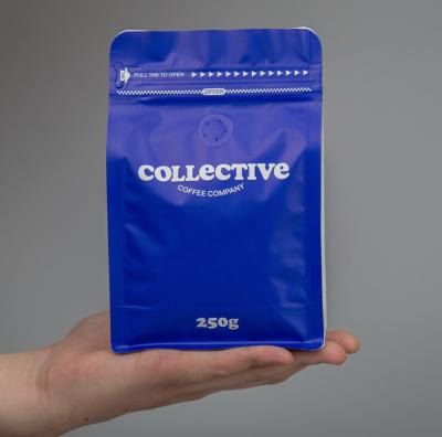 China Coffee Bags  8 sides sealed Flat Bottom Pouches  craft paper/PLA With Zipper top Te koop