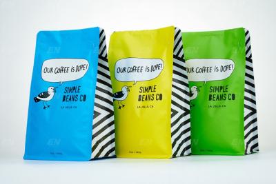 China Coffee Bags  8 sides sealed Flat Bottom Pouches  craft paper/PLA With Zipper top Te koop