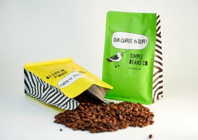China Coffee Bags  8 sides sealed Flat Bottom Pouches  craft paper/PLA With Zipper top Te koop
