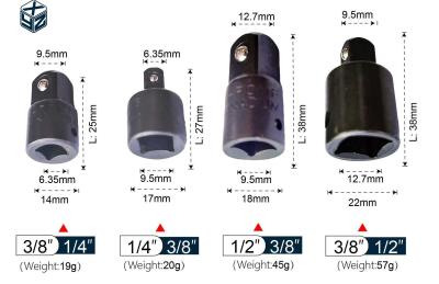 China Durable 1/2" Black Impact Socket Adapter And Reducer Set With CRV Material for sale