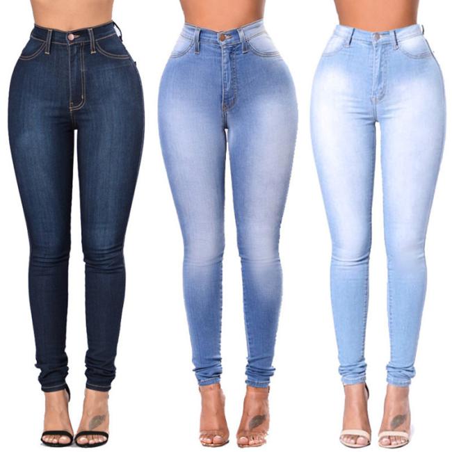 Sexy denim jeans women high-elastic pencil jeans skinny jeans solid color