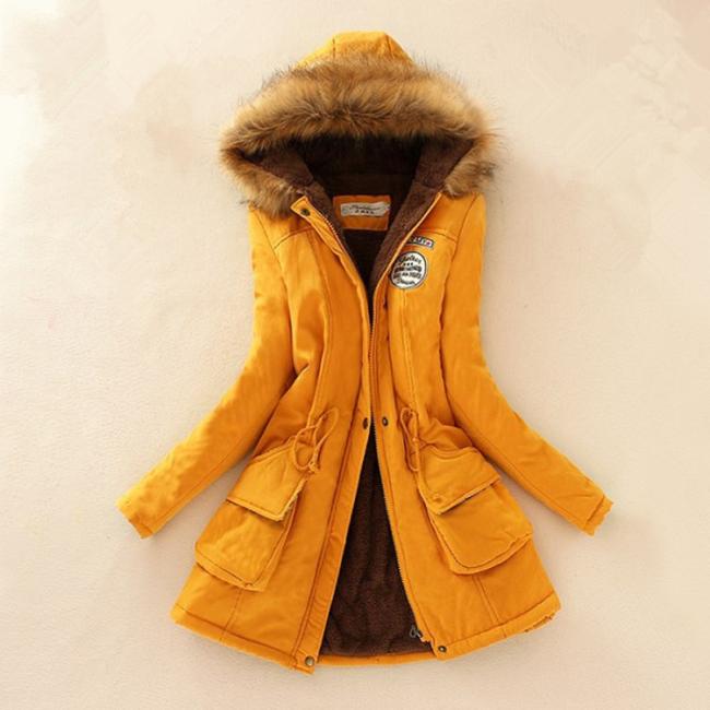 Women winter Jacket parka jacket with warm wool lining fur collar thick jacket