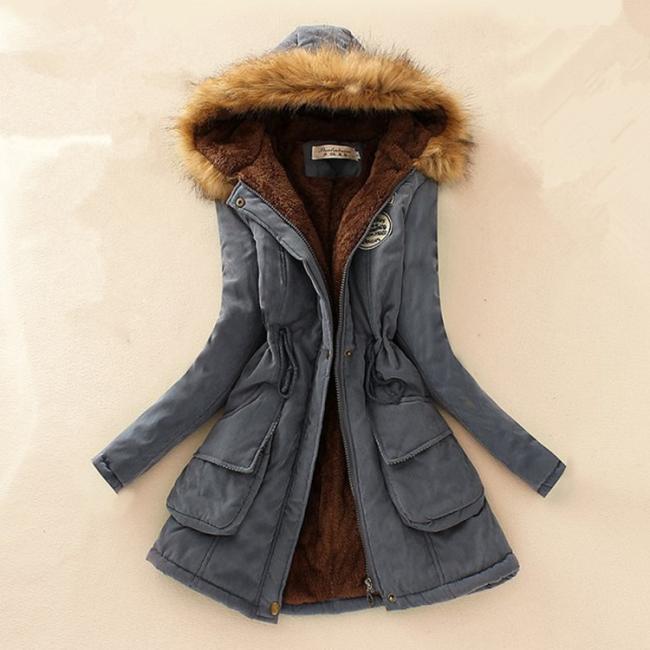 2019 casual thick winter Jacket women parka jacket with warm wool lining fur collar