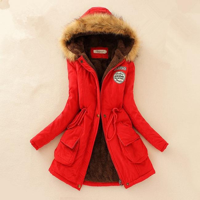 Women winter Jacket parka jacket with warm wool lining fur collar thick jacket
