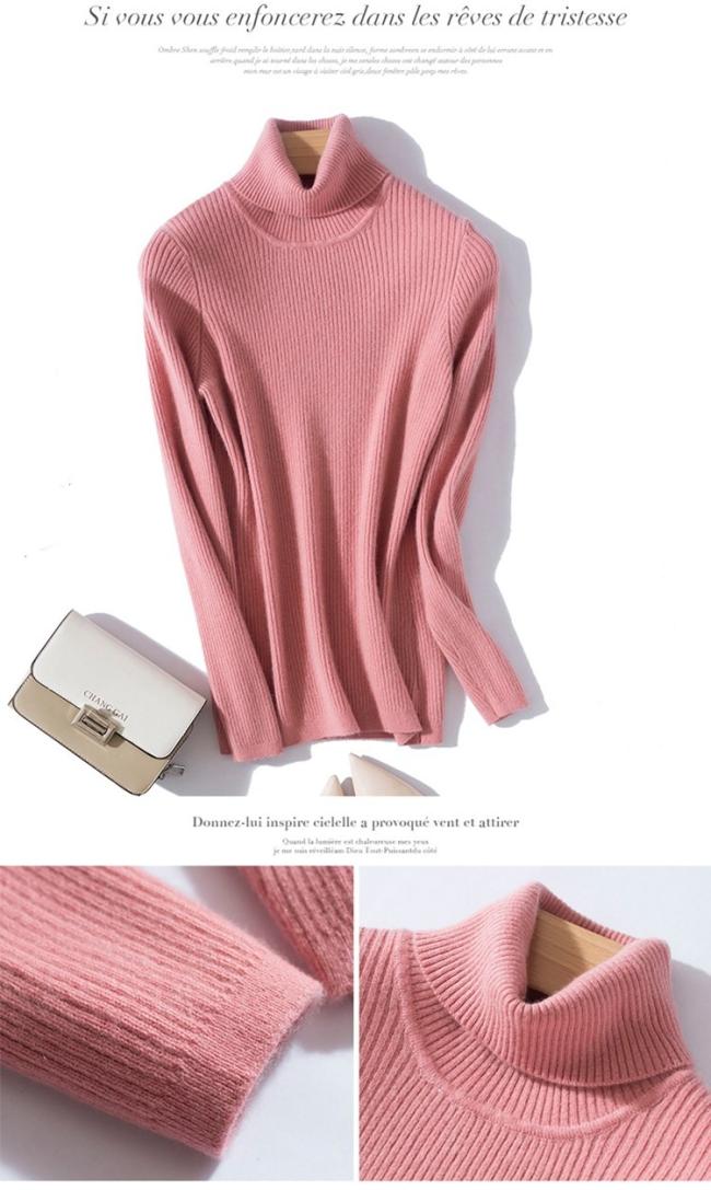 Custom Women knit sweater turtleneck women cashmere sweater pullover sweater