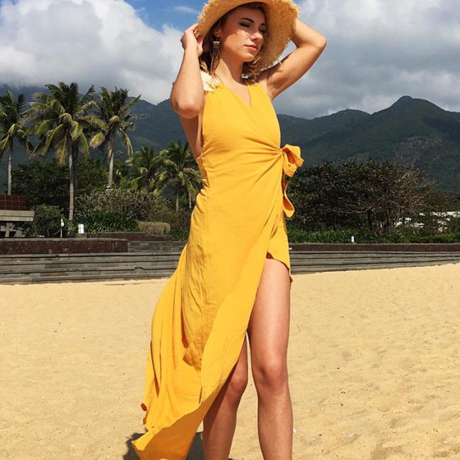 2019 cute casual dress slip dress summer beach dress lace up