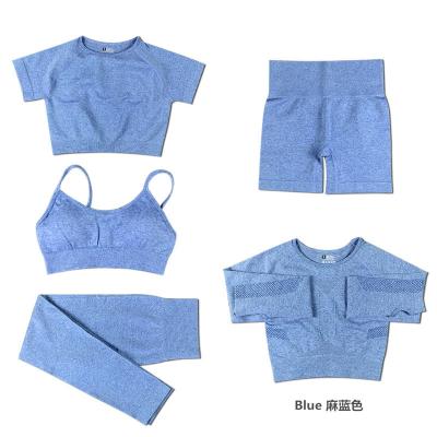 Cina 2021 Antibatterica Yoga Wear 5 Piece Set Running Jogger Top And Pants Bra Gaiters Donne Abbigliamento sportivo Abbigliamento fitness Casual in vendita
