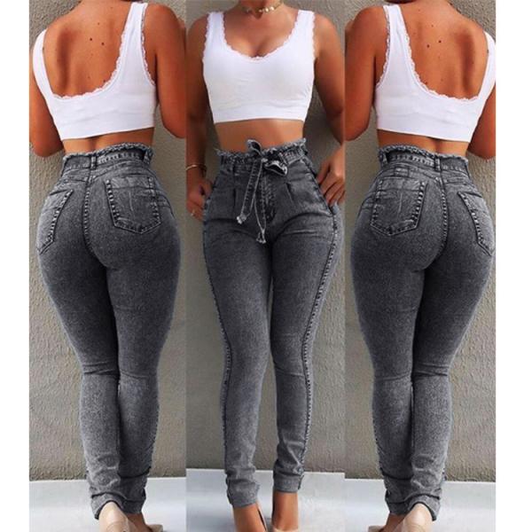 Quality Waistband Tassel Color Fade Proof High Quality High Waisted Skinny Pencil Jeans for sale