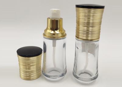 China 30ml Transparent Glass Cosmetic Bottles Portable Macrame Golden Design for sale