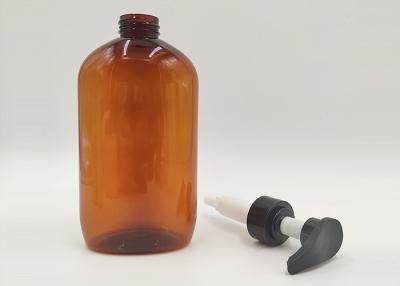 Cina bottiglie cosmetiche di plastica di colore ambrato piano di forma 350ml per sciampo con la pompa della lozione in vendita