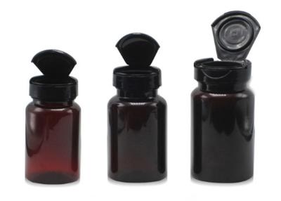 中国 フリップ帽子が付いている4oz 100mlのこはく色のプラスチック化粧品のびん 販売のため