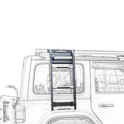 Cina 2023 Design Stainless Steel 304 Side Ladder per Jeep Wrangler JL 4x4 Car Flat Roof Rack in vendita