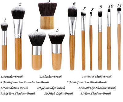 China 11 Pieces Bamboo Makeup Brushes With Handle , Ecotools Foundation Brush for sale