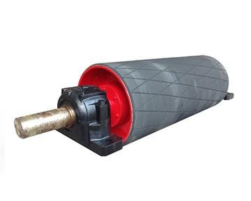 China Diamond Rubber Lagged Drum Pulley Belt Conveyor Head Pulley For Anti Slip Performance for sale