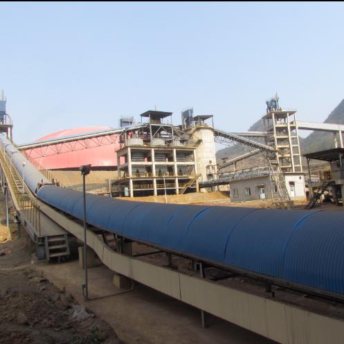 Quality Pipe Belt Conveyor System For Curved Dust Free Bulk Material Enclosed Transport for sale