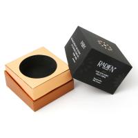 China Black Cosmetic Packaging Boxes With Gold Foil Logo White Interior for sale