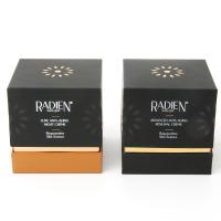 China Black Cosmetic Packaging Boxes With Gold Foil Logo White Interior for sale