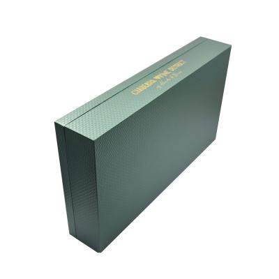 중국 녹색 맞춤형 6 병 고리 와인 선물 상자 매트 라미네이션 판매용