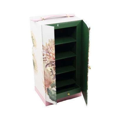 중국 맞춤 맞춤형 디자인 우아한 듀얼 오픈 도어 고급 선물 포장 상자 가죽 손잡이 판매용