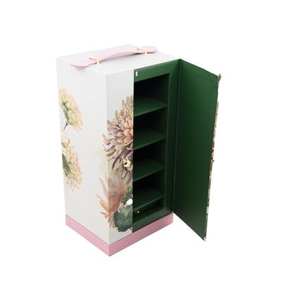 중국 맞춤 맞춤형 디자인 우아한 듀얼 오픈 도어 고급 선물 포장 상자 가죽 손잡이 판매용