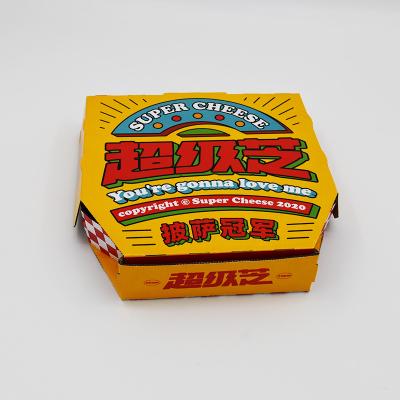 China La caja de la entrega de la pizza e flauta acanaló la aduana de Cmyk de la caja de la pizza imprimió la caja adaptada de la entrega del foold en venta