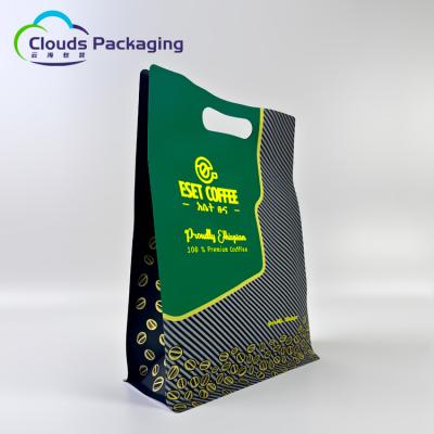 China Customized Flat Bottom Stand Up Pouch With Valve and Zipper For Coffee Bean Packaging for sale