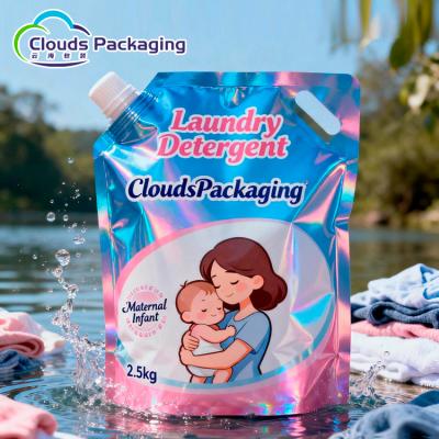 China Customized Standing Plastic Packaging Pouch With Spout For Laundry Detergent for sale
