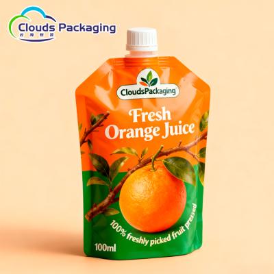 China Plastic Stand Up Spouted Pouches Customized For Orange Juice Liquid Package for sale