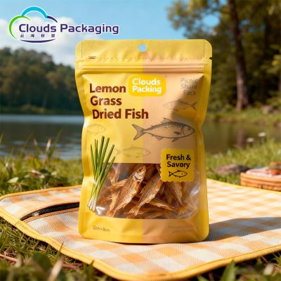 China Custom Stand Up Pouches with Zipper Food Grade Plastic Packaging Bag for Dried Fish Strips for sale
