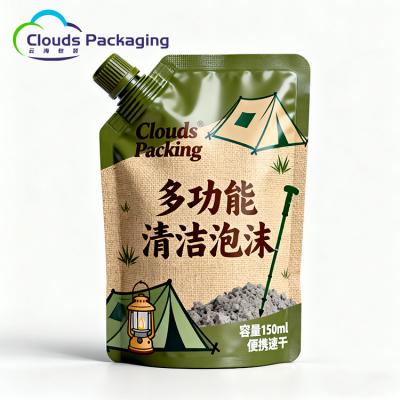 China Shampoo Packaging Plastic Spout Pouch Reusable With Custom Printing for sale