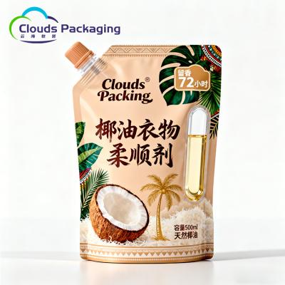 China Liquid Oil Clothing Softener Packaging Plastic Pouch With Spout Customized for sale
