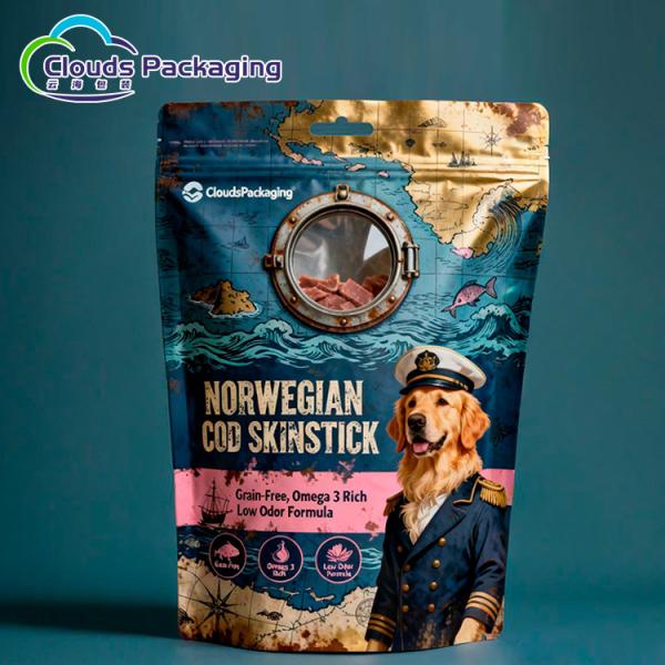 Quality Plastic Dried Pet Food Packaging Stand Up Pouches with Window Custom Print for sale