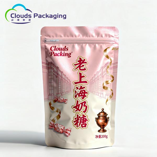 Quality Custom Printed Stand Up Pouches Food Grade For Milk Peppermint Candy Packaging for sale