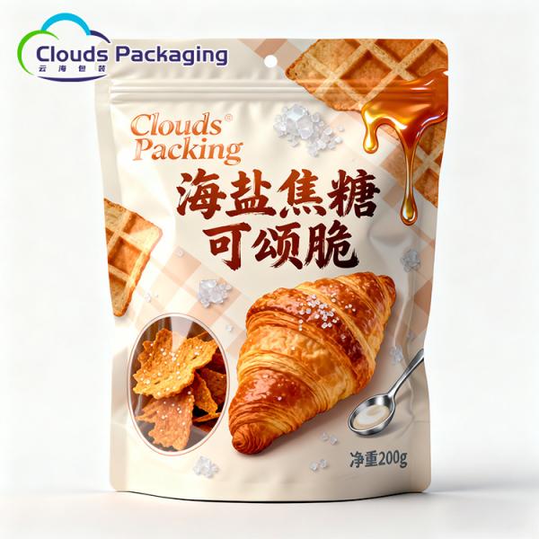 Quality Bread Cookies Snacks Food Stand Up Pouches Custom Printing for sale