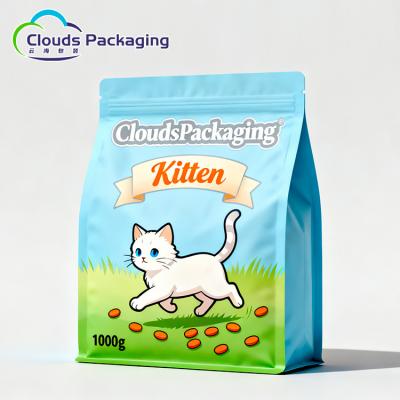 China Square Bottom Cat Pet Food Bags Stand Up Customized Leak Proof for sale