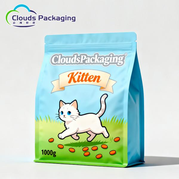 Quality Square Bottom Cat Pet Food Bags Stand Up Customized Leak Proof for sale