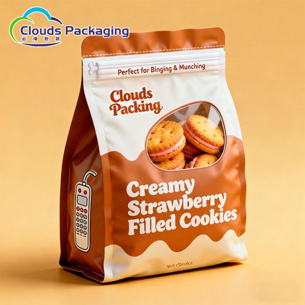 Quality Sandwich Cookies Zip Lock Packaging Bags Plastic Square Bottom Custom Printing for sale