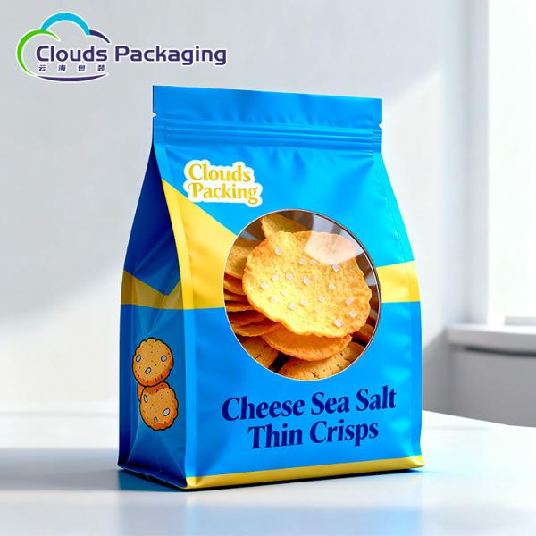 Quality Sandwich Cookies Zip Lock Packaging Bags Plastic Square Bottom Custom Printing for sale