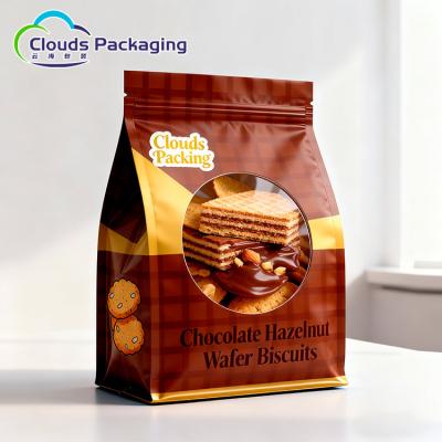 China Zip Lock Plastic Flat Bottom Stand Up Pouches Sandwich Biscuit Packaging for sale