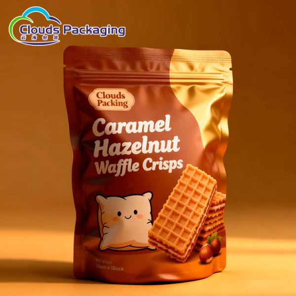 Quality Custom Waffle Chocolate Crisps Zip Lock Packaging Bags Standing Colorful for sale
